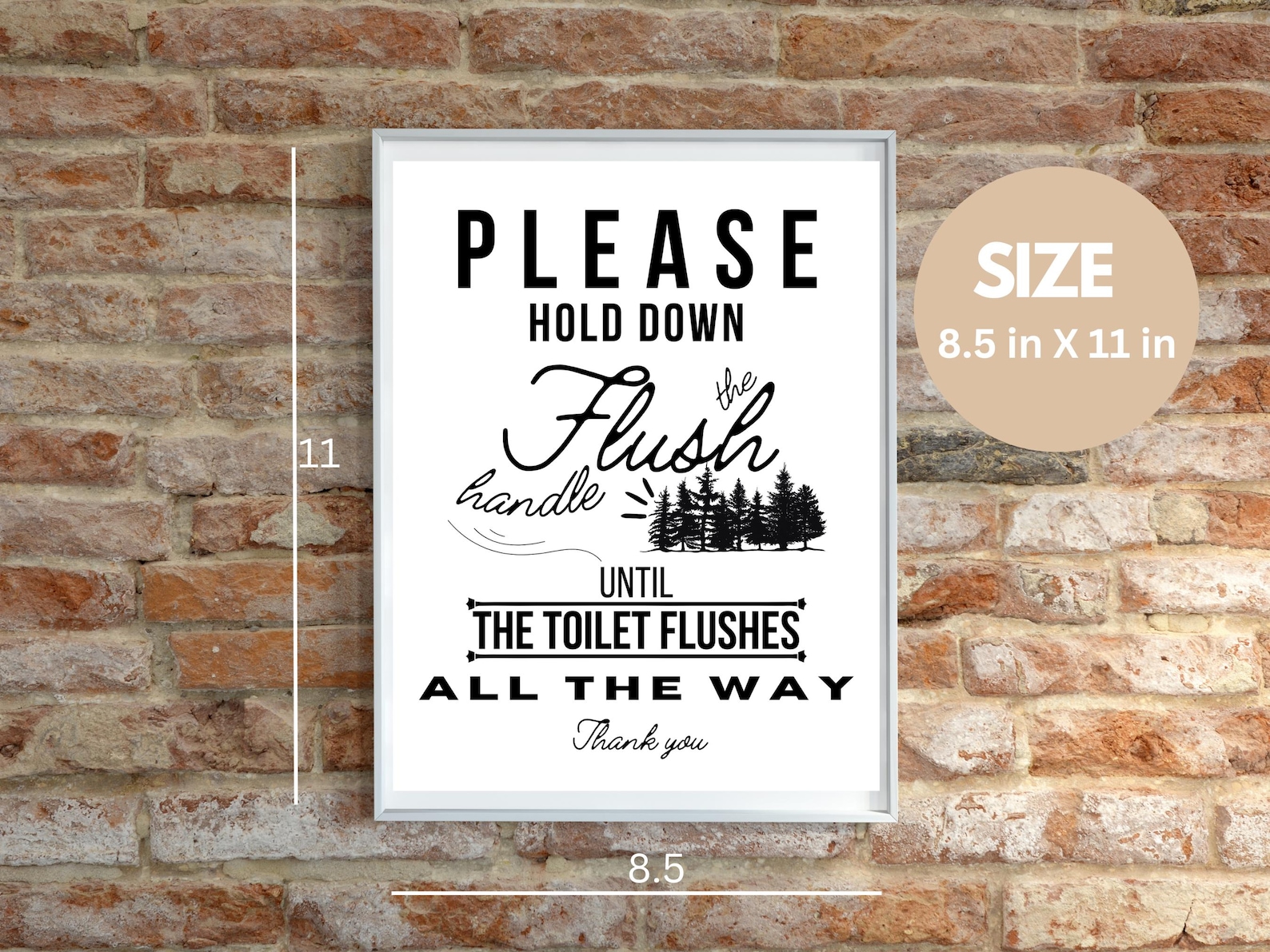 Bathroom Sign, Flush Signage, Bathroom Wall, Toilet Handle, Restroom ...