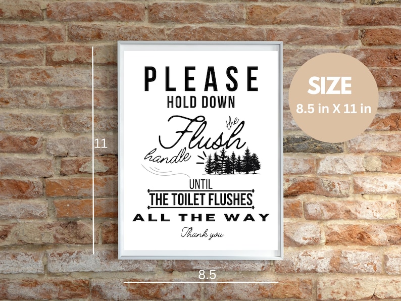 Toilet Flush Sign, Flush Signage, Guest House Restroom, Toilet Handle ...