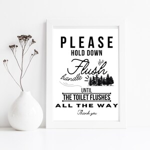 Bathroom Sign, Flush Signage, Bathroom Wall, Toilet Handle, Restroom ...