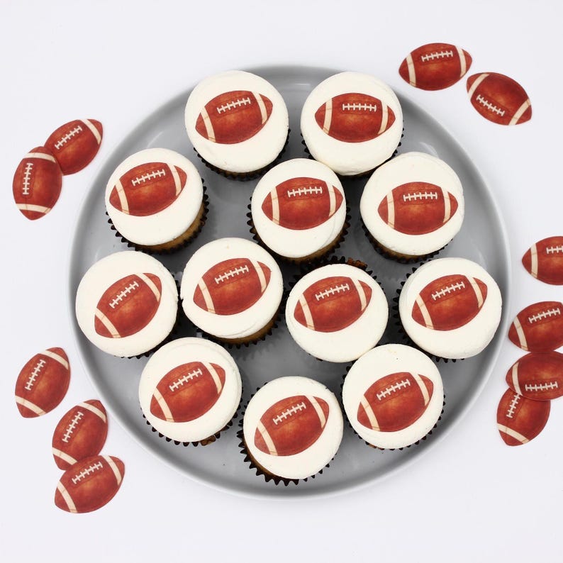 Football Cupcake Toppers, Edible Wafer Paper (24 Pre-cut Pieces) - Etsy