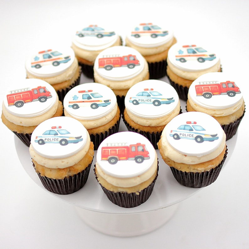 Emergency Vehicle (10pc) Topper Set- Edible Toppers: Rescue Theme (fire ...