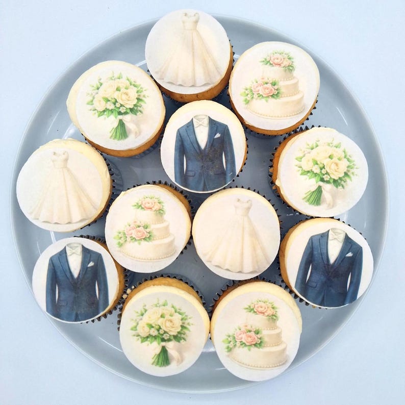 Wedding Mix Edible Cupcake/ Cookie/drink Toppers, Edible Wafer Paper - Etsy