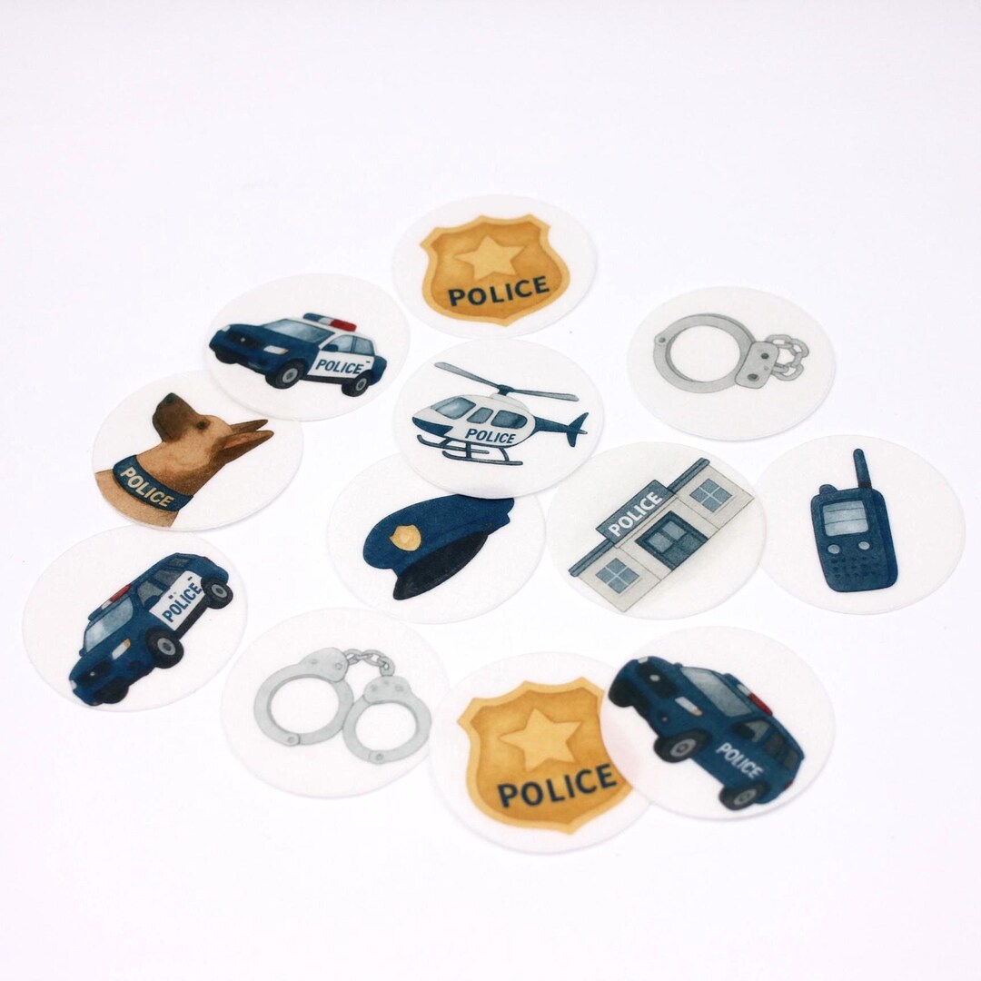 Police (10pc) Topper Set Cupcake Toppers – Edible Wafer Paper- 2