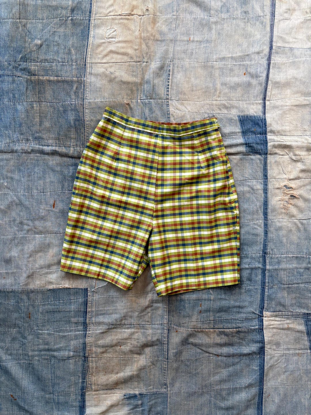 Vintage 1960s Handmade Side Zip Shorts / 60’s Mod High Waisted Plaid ...
