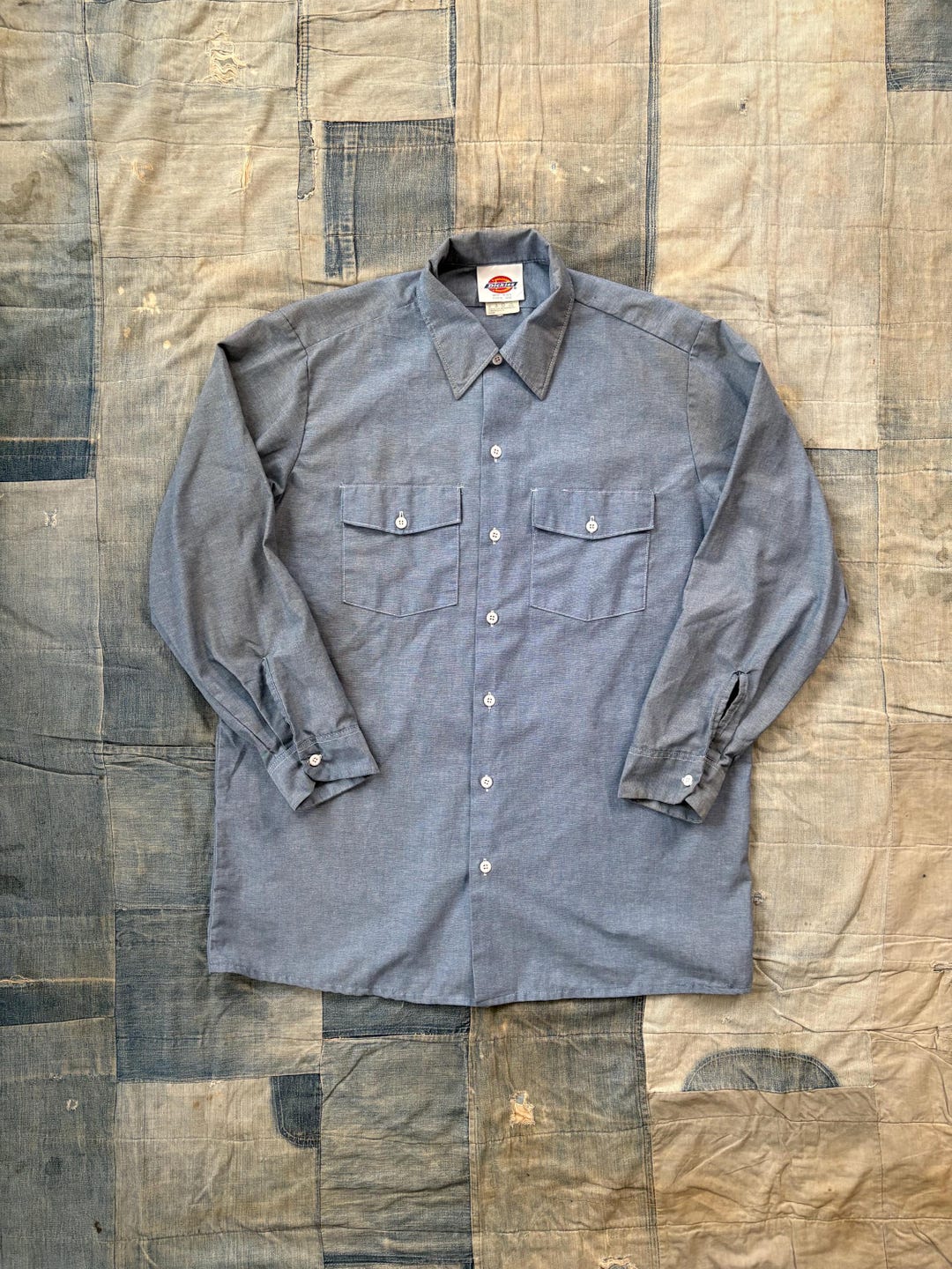 Vintage 1990s Dickies Chambray Button up / 90’s Lightweight Workwear ...