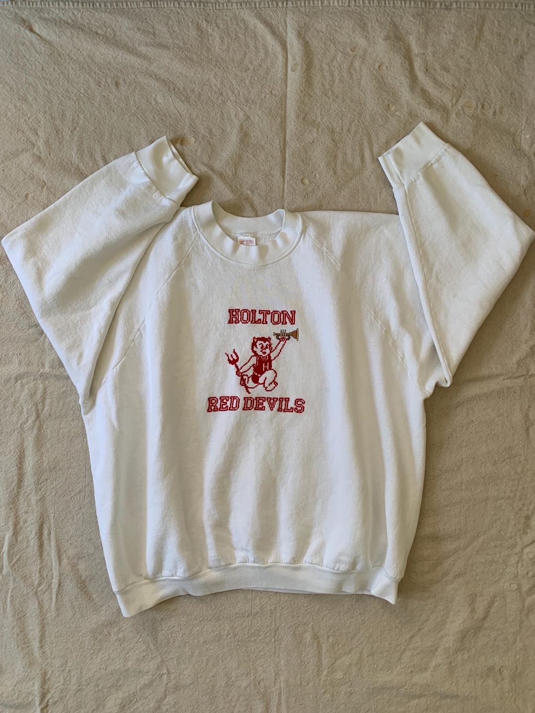 1990s Holton Red Devils Cross Stitch Sweatshirt / Vintage 90's ...