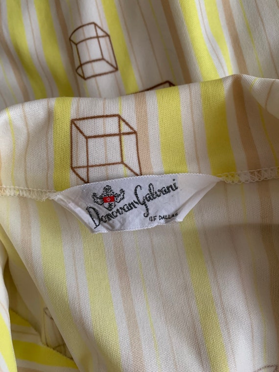 1960s Cube Pattern Blouse / Vintage Mod Striped Donov… - Gem