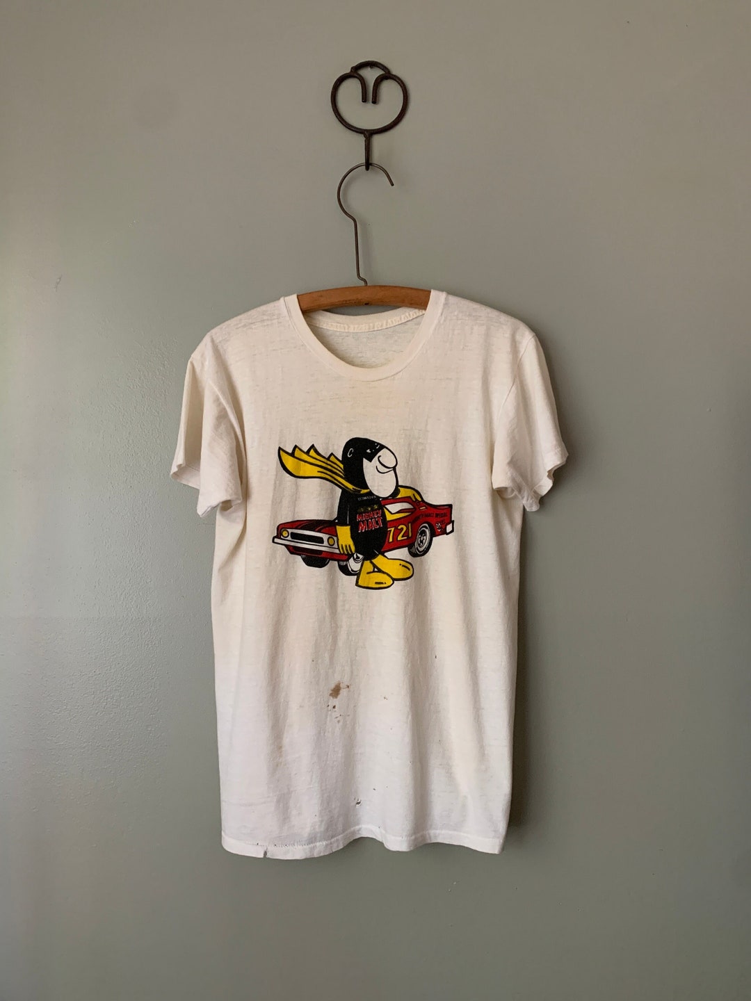 1970s Budweiser Mighty Malt Bud Man Tee / Vintage Early 70's Distressed ...