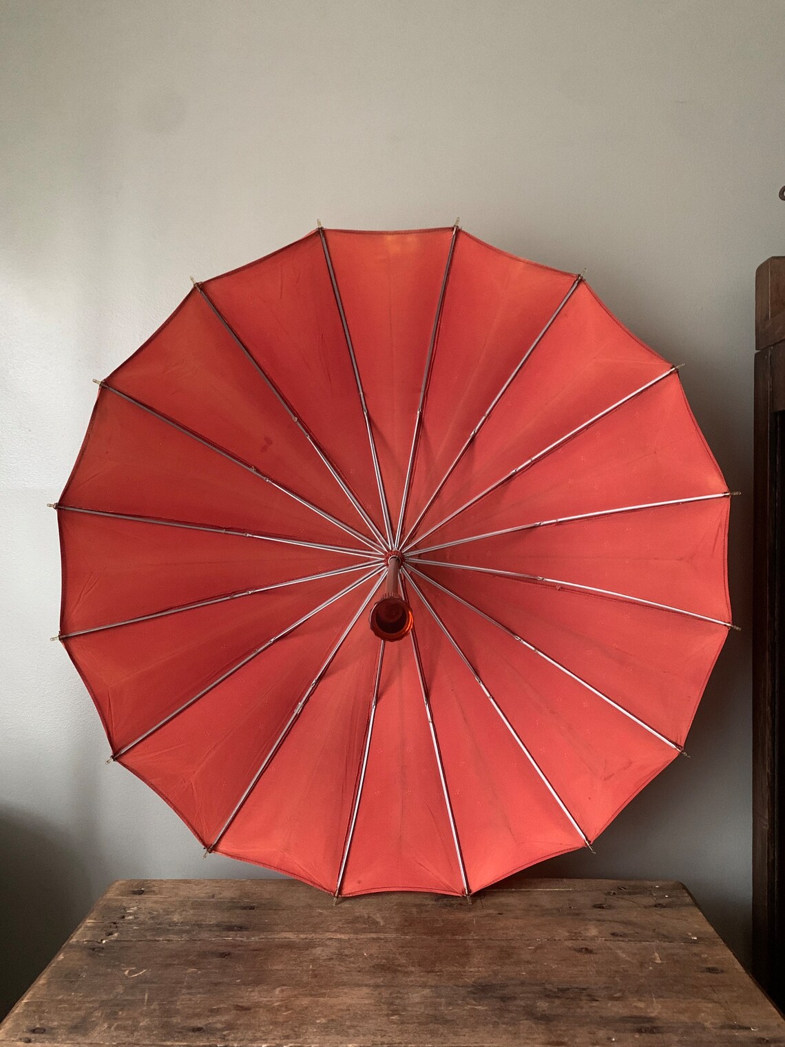 1930s Art Deco Umbrella With Amber Bakelite Handle / Vintage Antique 30 ...