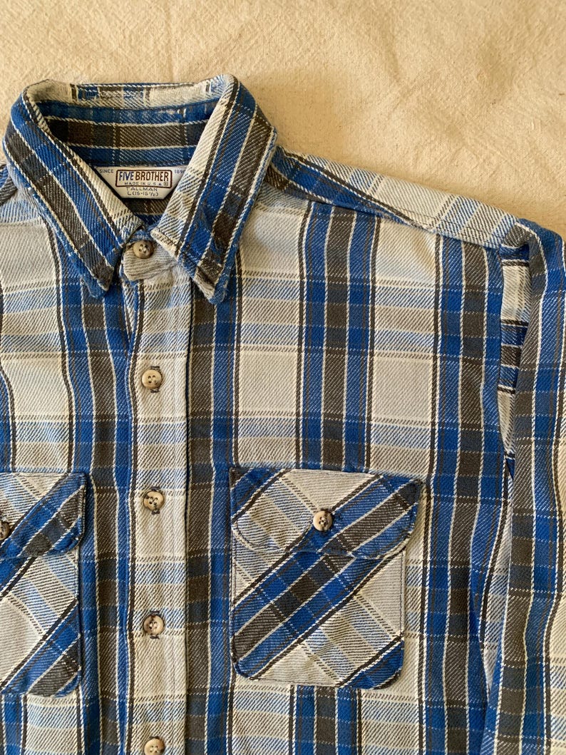 1990s Plaid Flannel Button up Shirt / Vintage 90's Worn in Grunge Five ...