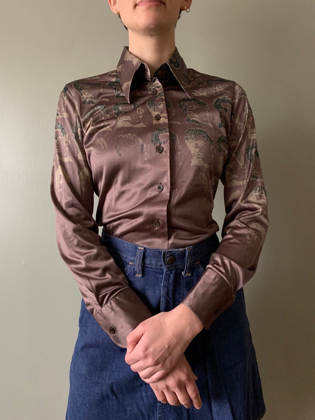 Rare 1970s Nik-nik James Dean Movie Set Novelty Blouse / Vintage 70s ...