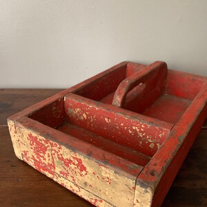 Antique Primitive Red Box Tray Caddy / Vintage 1930's 1940's Distressed ...