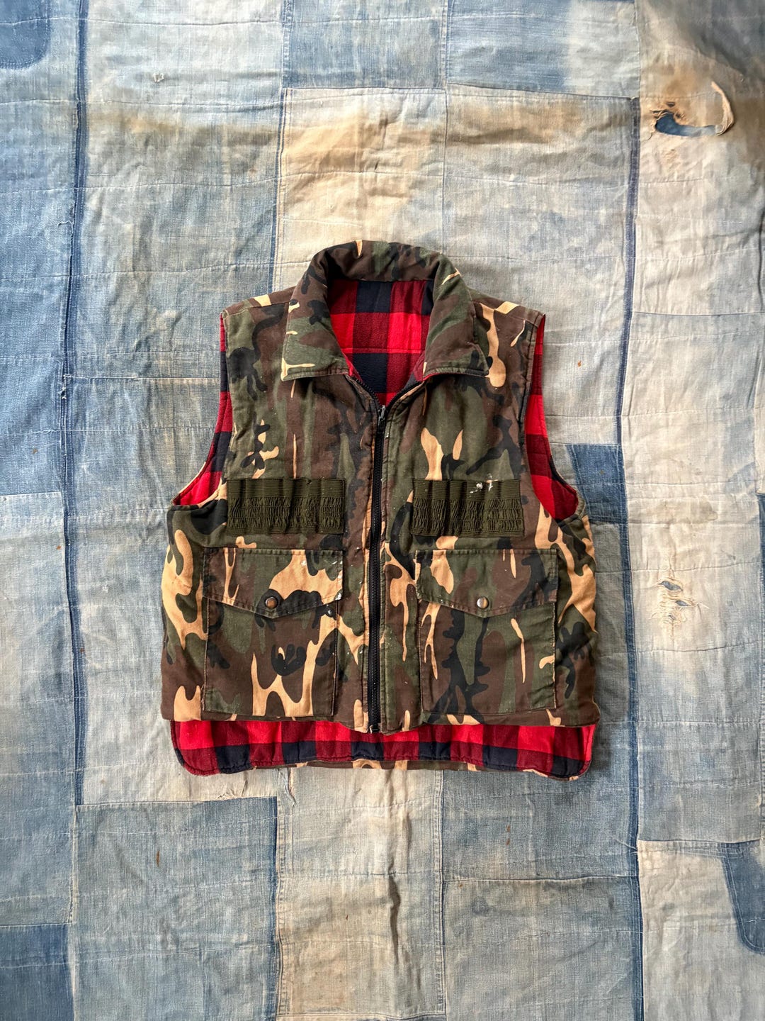 Reversible Camo and Buffalo Plaid Insulated Hunting Vest Size L - Etsy