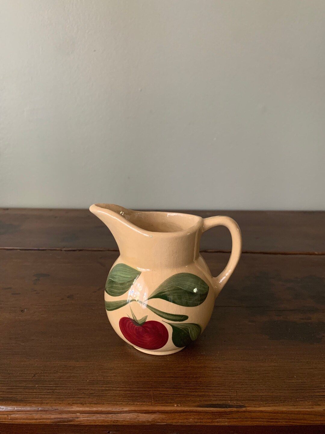 Vintage Watt Pottery Cream Pitcher N.62 / 40s 1940s Apple 3 Leaf ...