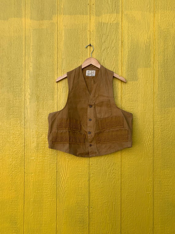 1950s American Field Hunting Vest / vintage 50's tan … - Gem