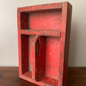 Antique Primitive Red Box Tray Caddy / Vintage 1930's 1940's Distressed ...