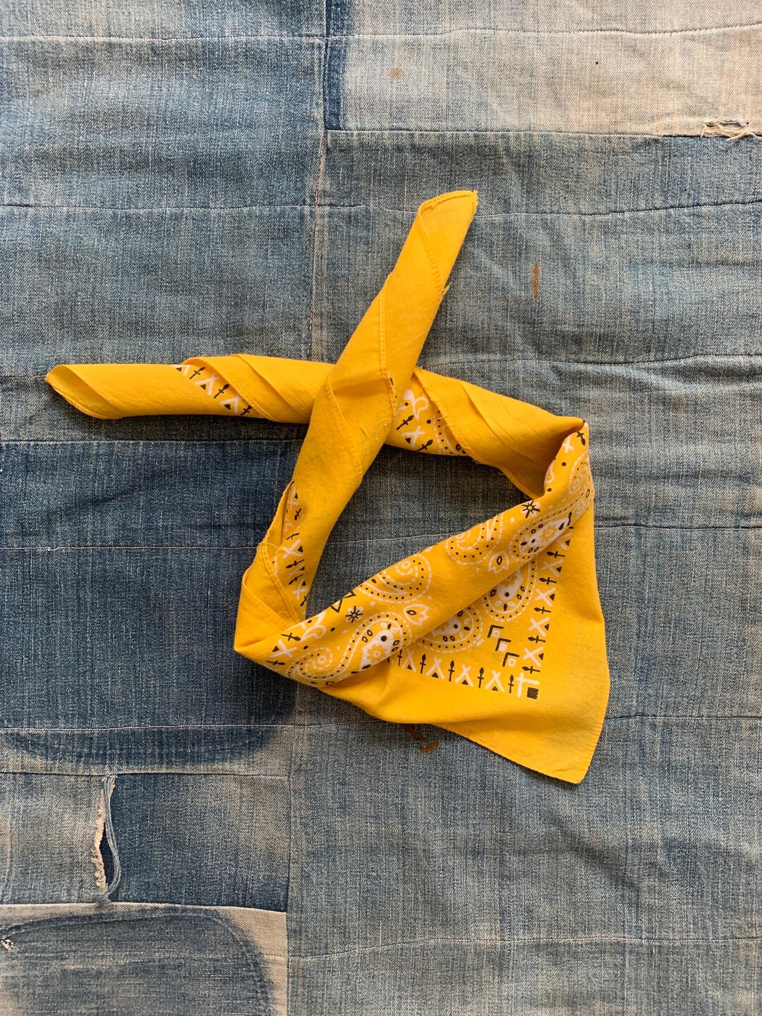 1960s Golden Yellow Fast Color Cotton Bandana Made in Japan / Vintage ...