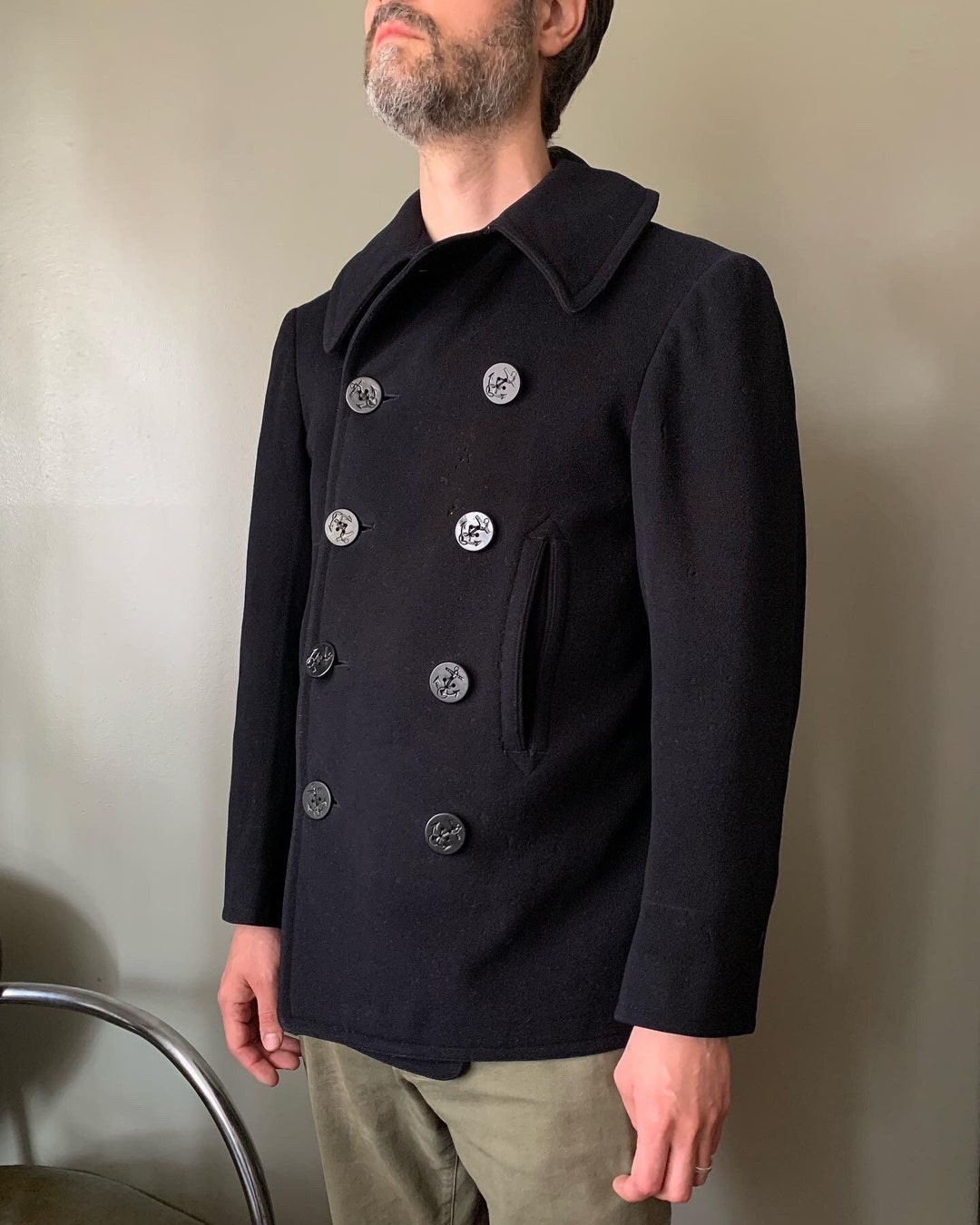 1940s WWII US Navy Wool Pea Coat / Vintage Antique 40s World - Etsy