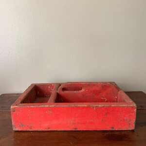 Antique Primitive Red Box Tray Caddy / Vintage 1930's 1940's Distressed ...