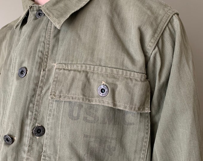 1940s WWII Era USMC P44 Herringbone Jacket / Vintage Antique Military ...