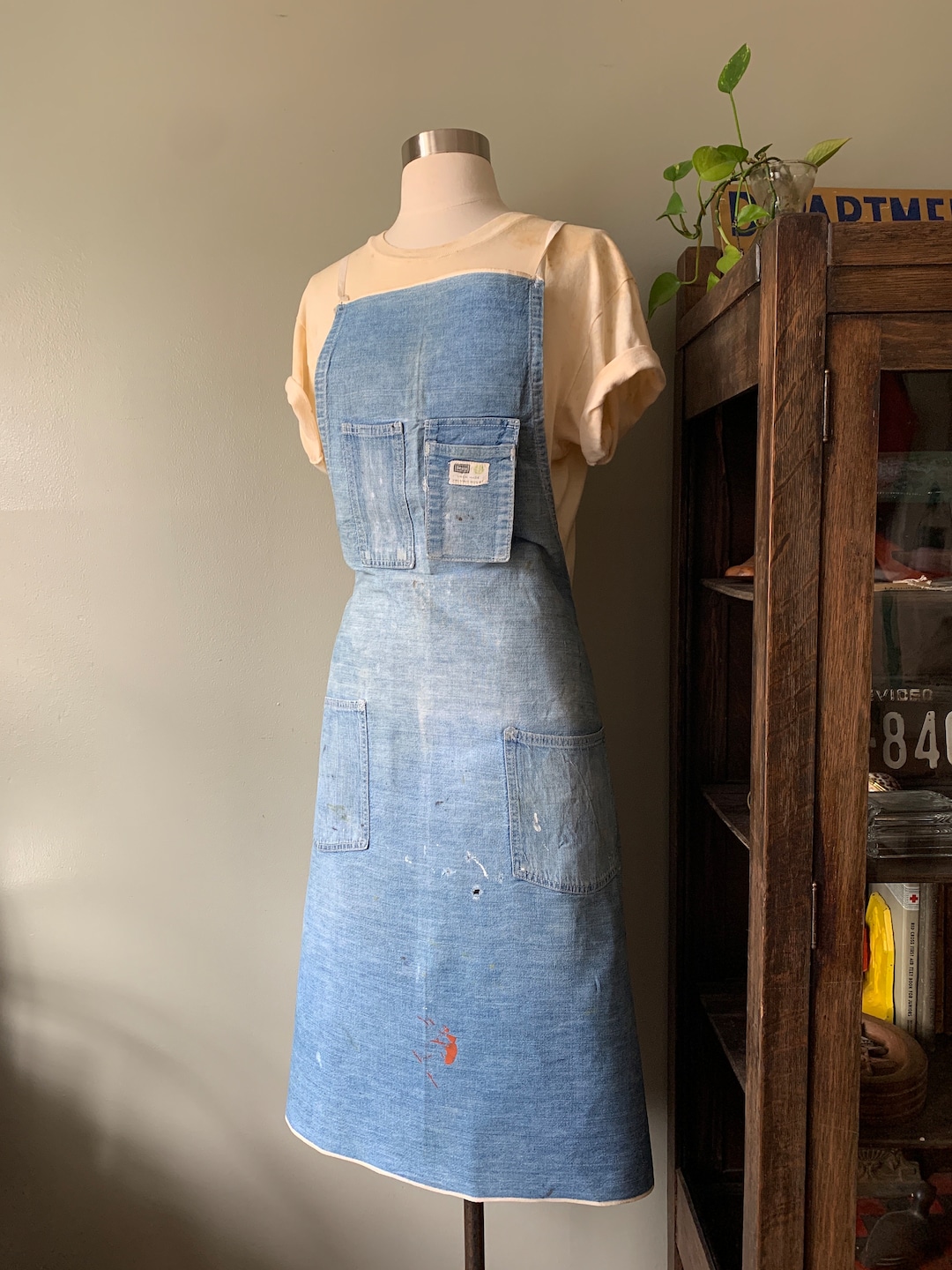 1960s Sears Selvedge Denim Apron / Vintage 60s Workwear Work Clothing ...