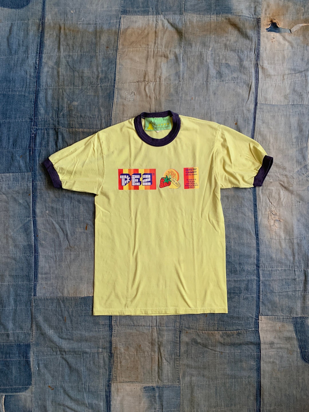 1997 Pez Candy Ringer Tee / Vintage 1990s 90's Iron on Graphic Lime ...