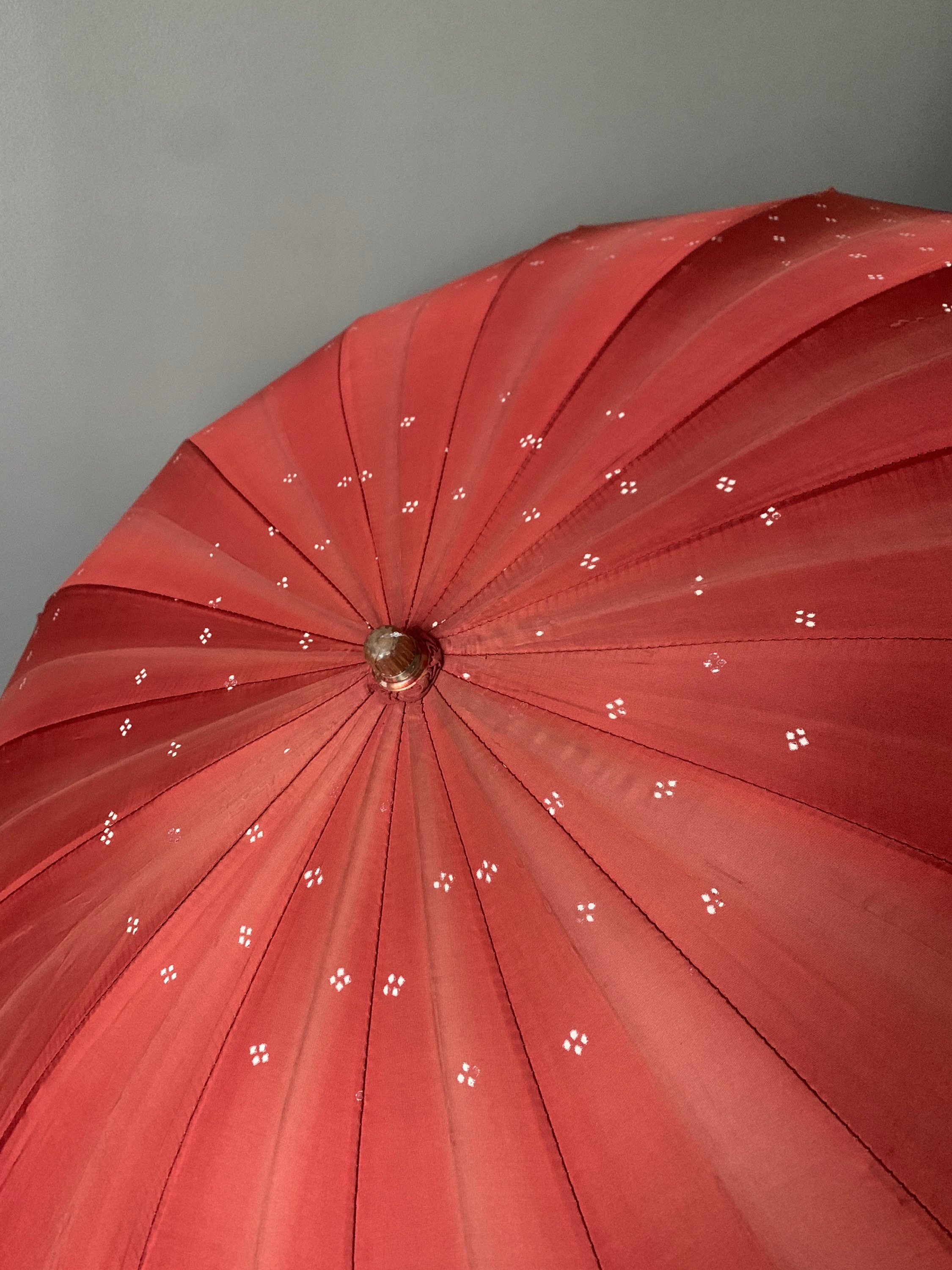1930s Art Deco Umbrella With Amber Bakelite Handle / Vintage Antique 30 ...