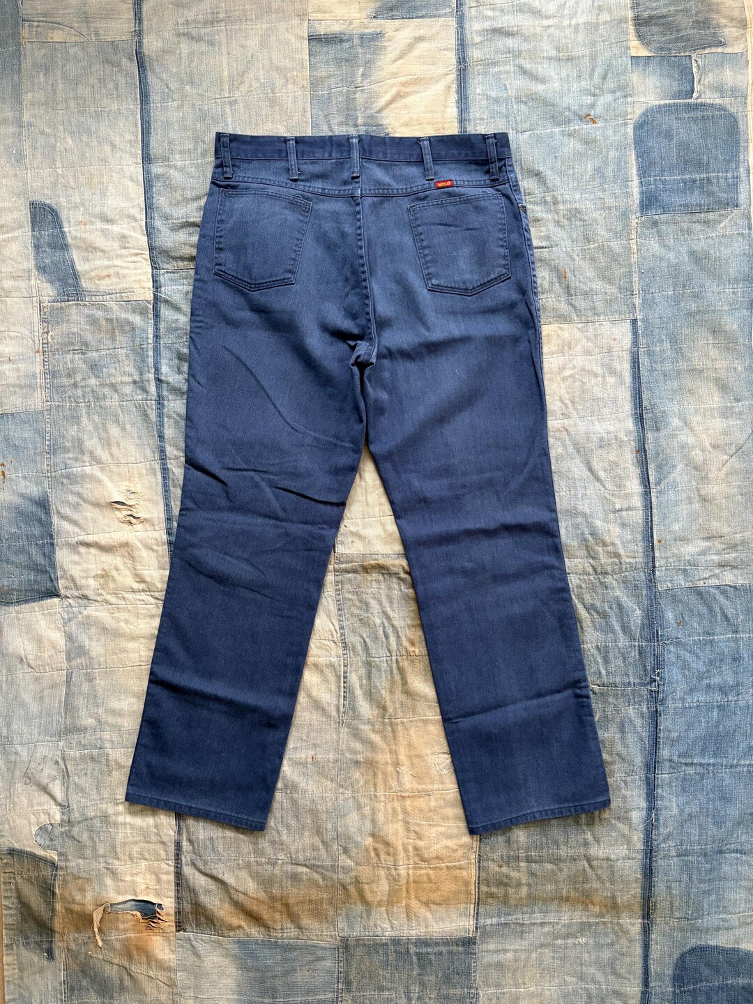 Vintage 1980s Soft Cotton Rustler Pants / 80’s Stone Blue Jeans Waist ...