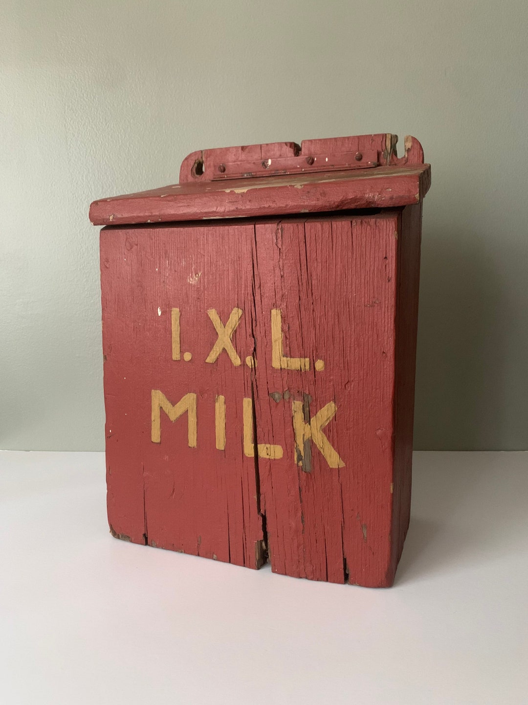 1930s-1940s Antique I.X.L. Milk Box / 30’s 40’s Primitive Hand Painted ...