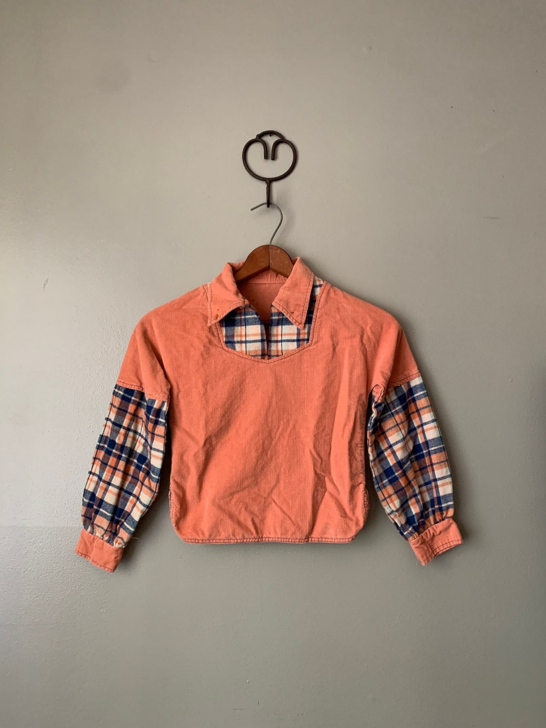 1950s Girls Corduroy and Flannel Popover Shirt / Vintage 50's Kids ...