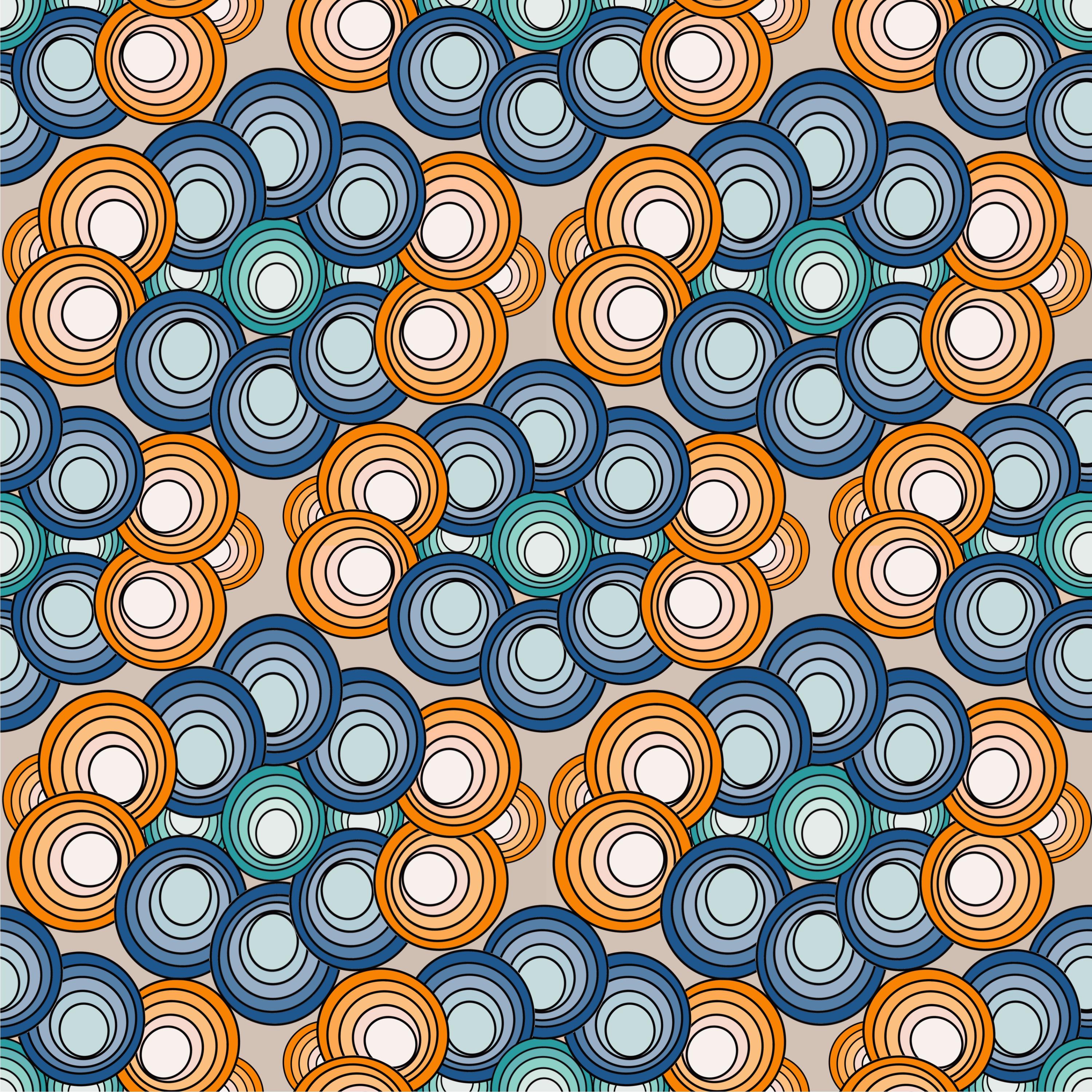 Repeating Digital Pattern, Circle, Fun, Blue, Orange - Etsy