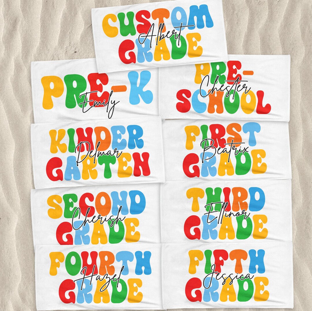 Personalized School Grade Beach Towel:kids Back to School Gift - Etsy
