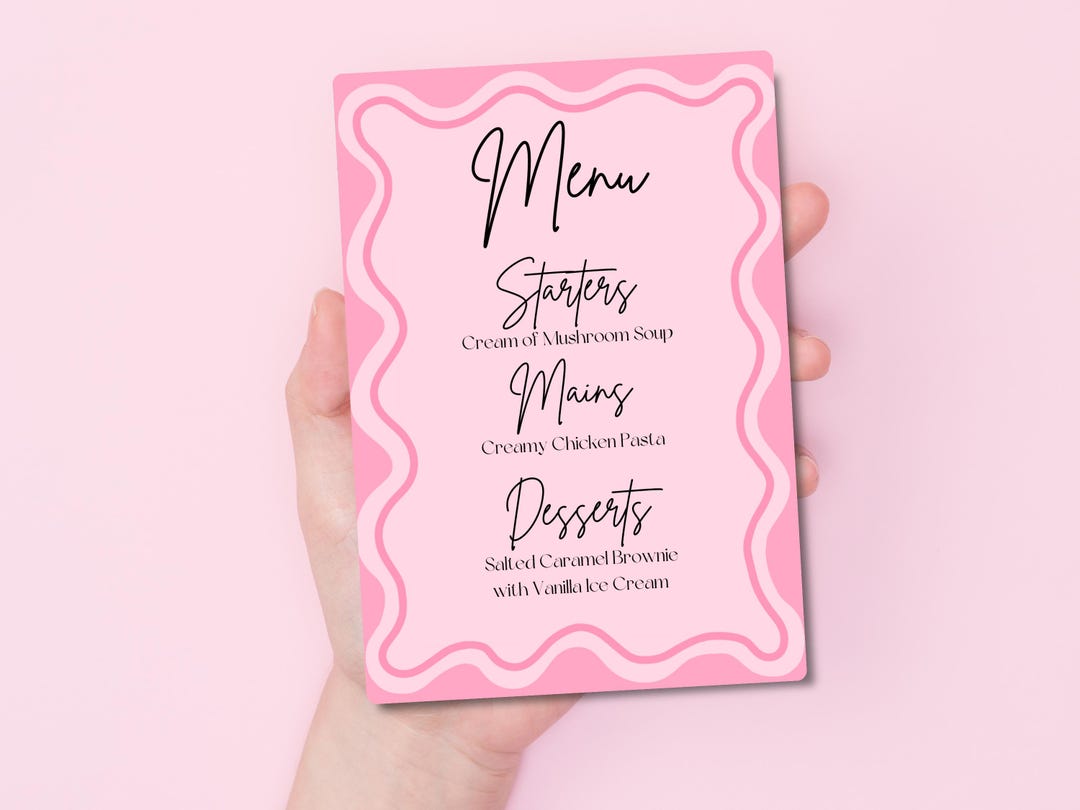 Girls Night Drinks Menu, Fun Pink Dinner Party Menu Template, Modern ...
