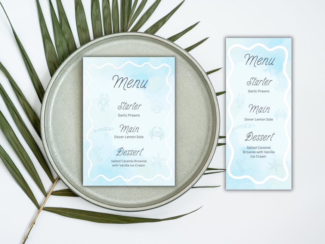 Editable Coastal Wedding Menu Template | Seaside Dinner, Printable ...