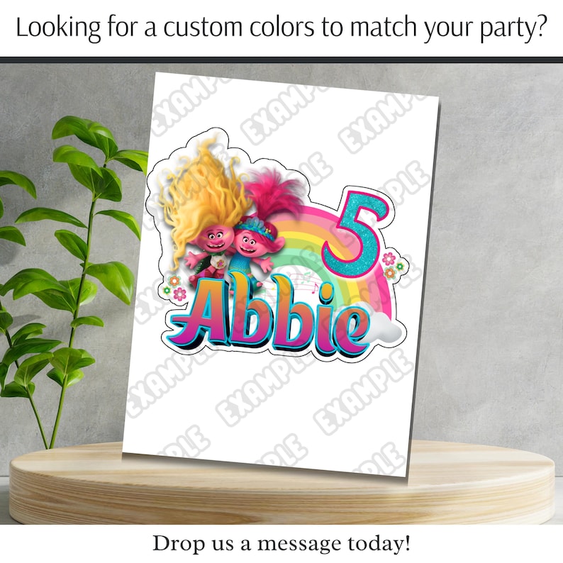 Printable Trolls Cake Topper Custom Name Birthday Decoration Poppy ...