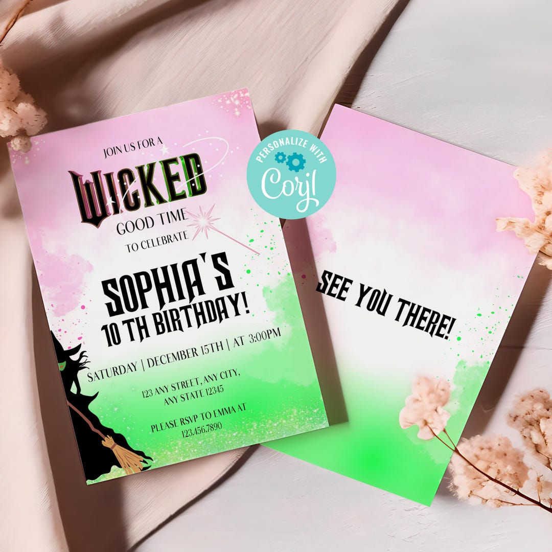 Wicked Birthday Invitation Editable Template Digital Download Wizard of ...