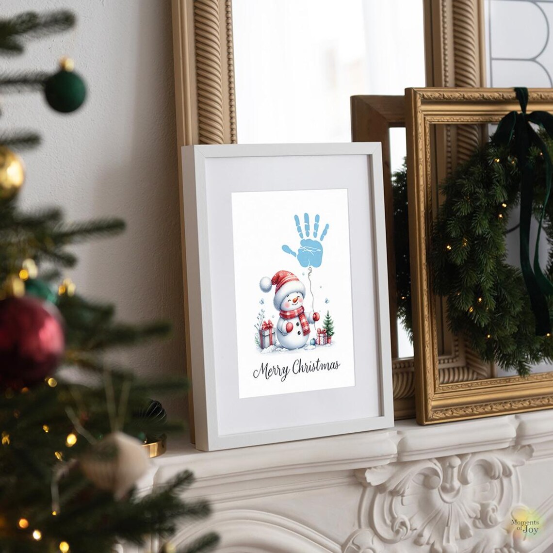 Handprint Christmas Artwork – DIY Snowman Design for Kids, Gift Idea ...
