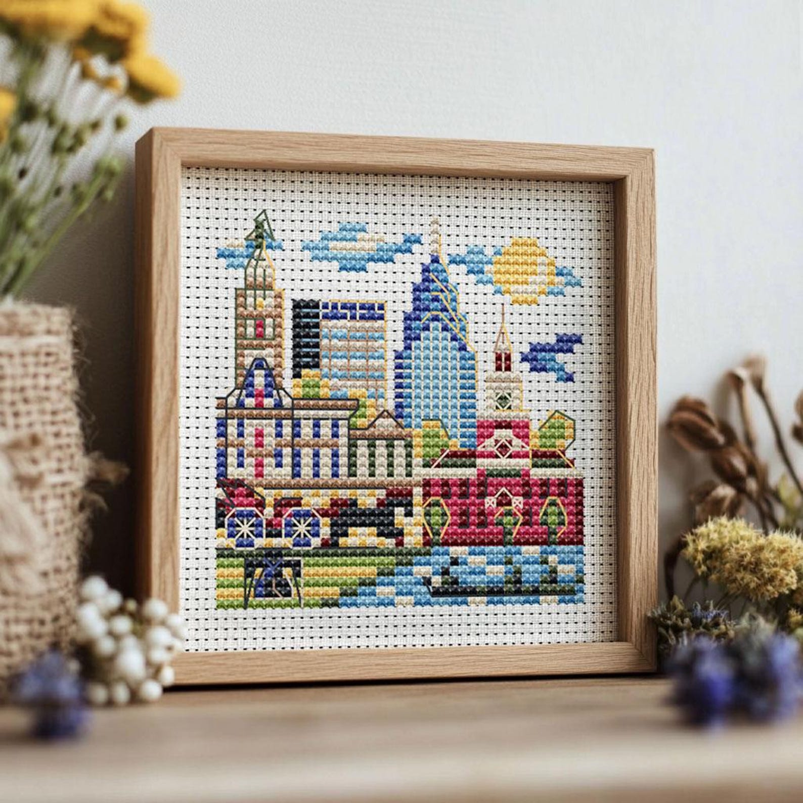 Philadelphia Skyline Cross Stitch Pattern PDF - Modern Embroidery ...