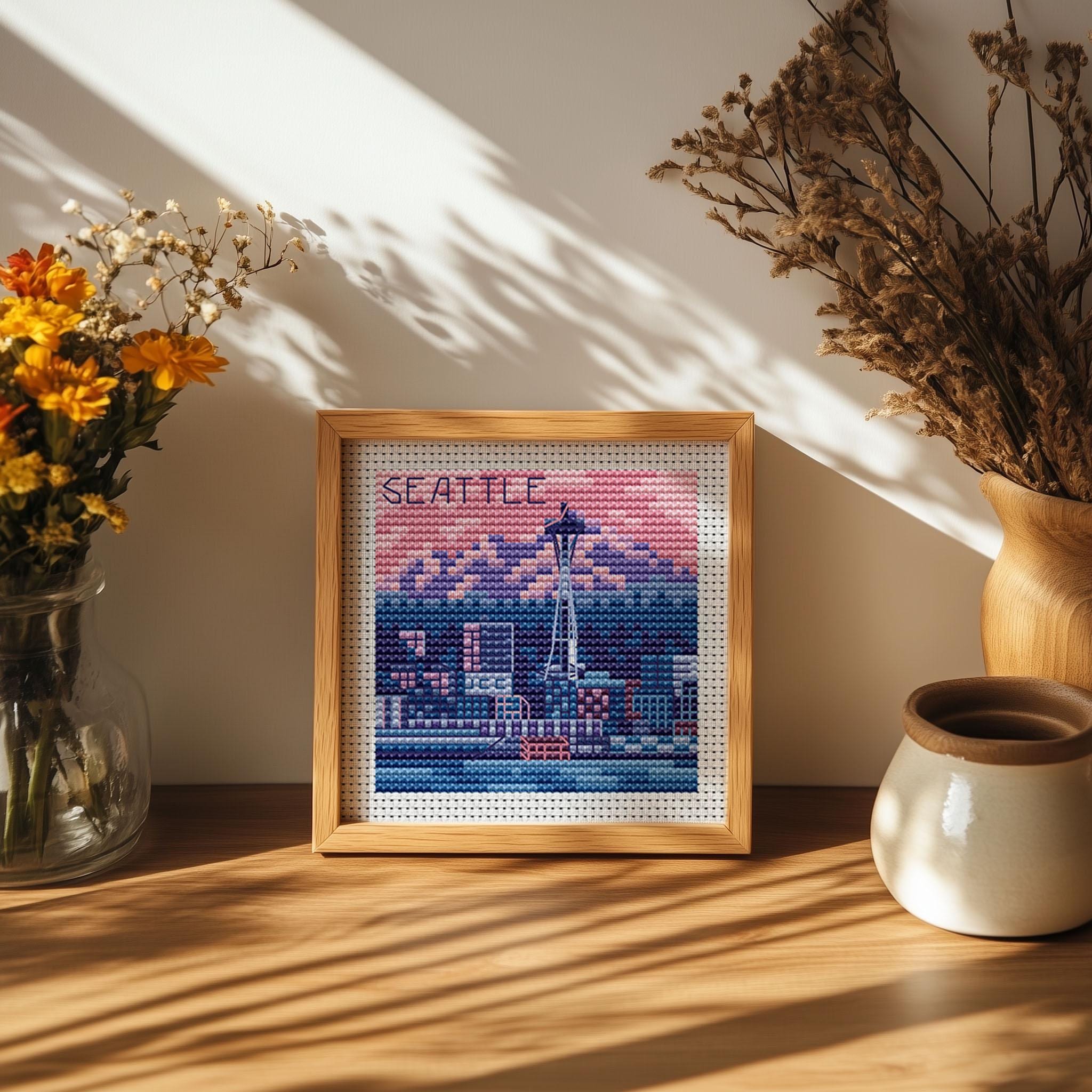Seattle Skyline Cross Stitch Pattern: Modern Cityscape (PDF Pattern) - Etsy