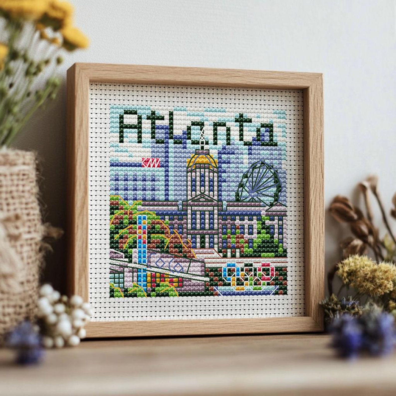 Atlanta Cross Stitch Pattern PDF - Modern Embroidery Design - Etsy