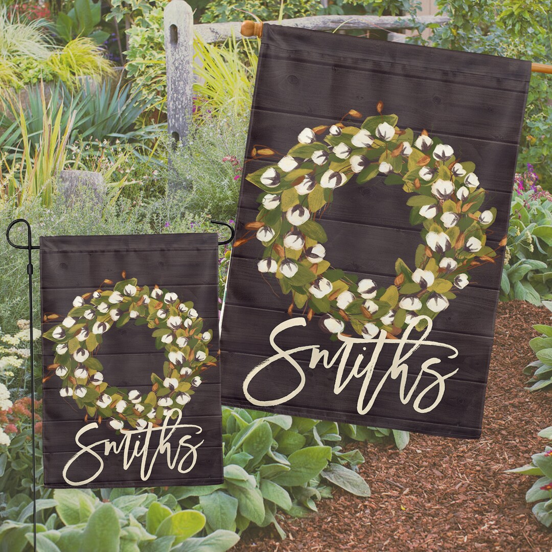 Cotton Wreath Custom Garden House Flag, Outdoor House Flags, Multiple ...
