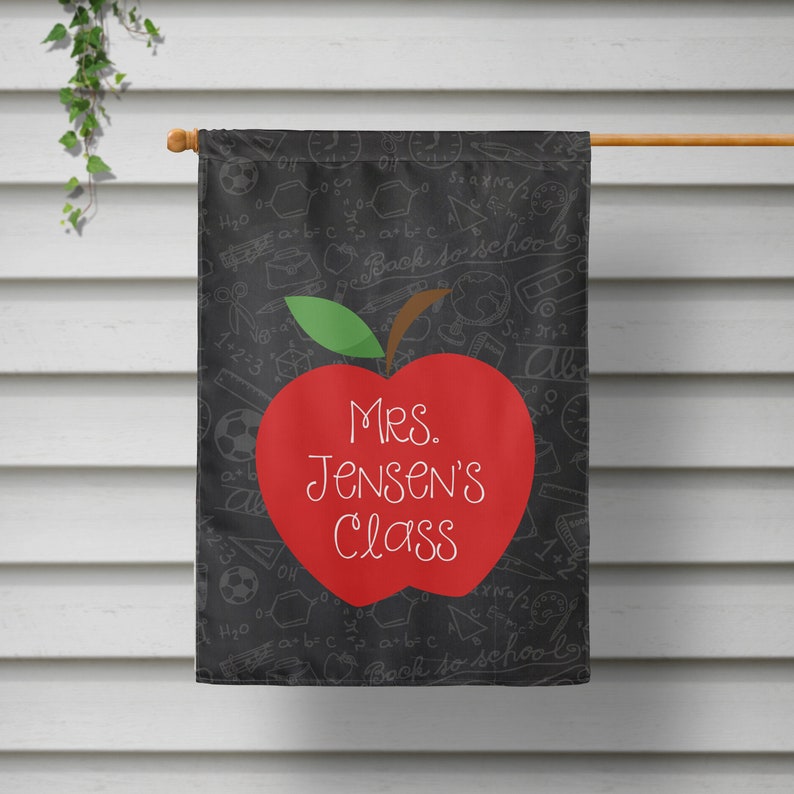 Teacher Apple Classroom Custom Wreath House Flag 24 X - Etsy