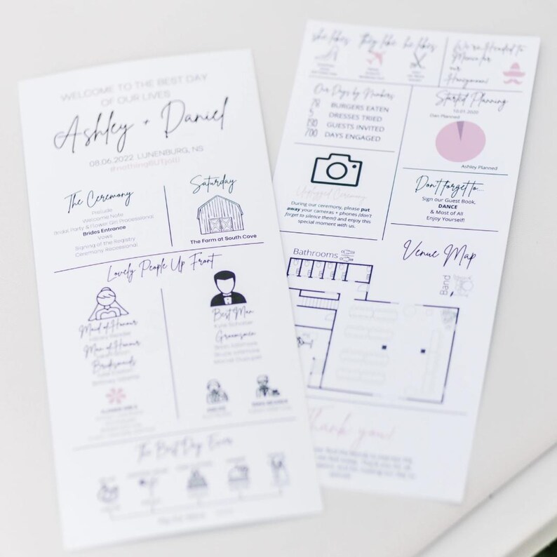 Infographic Wedding Program Barn Wedding Canva Digital Download ...