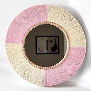Pink Macrame Nursery Room Wall Mirror, Beaded Baby Girl Wall Hanging ...