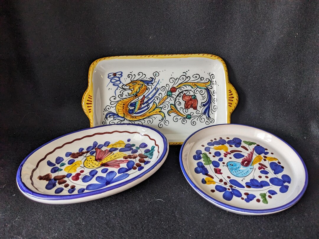 Vintage Italian Deruta Ceramic Dishes (3 Pc) - Etsy