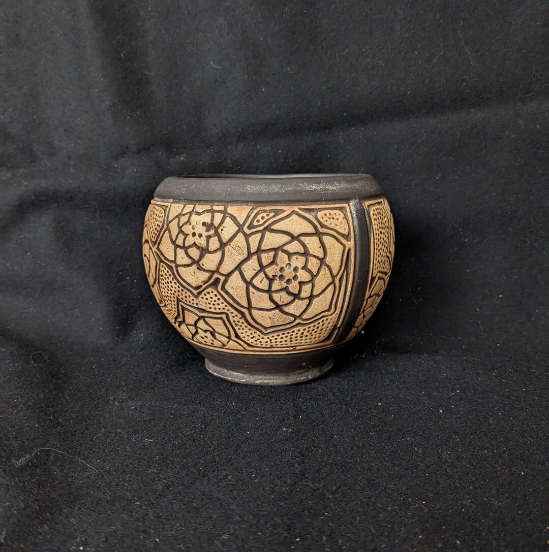 Antique Weller Burntwood Bowl | Arts & Crafts Pottery - Etsy