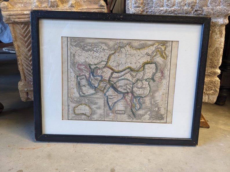 Framed Antique 1821 Asian Continent Map | Victorian Wall Decor - Etsy