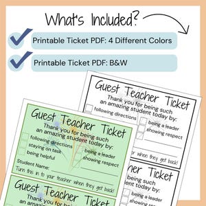 Guest Teacher Tickets | Positive Behavior Notes | PDF | Parent | Social ...