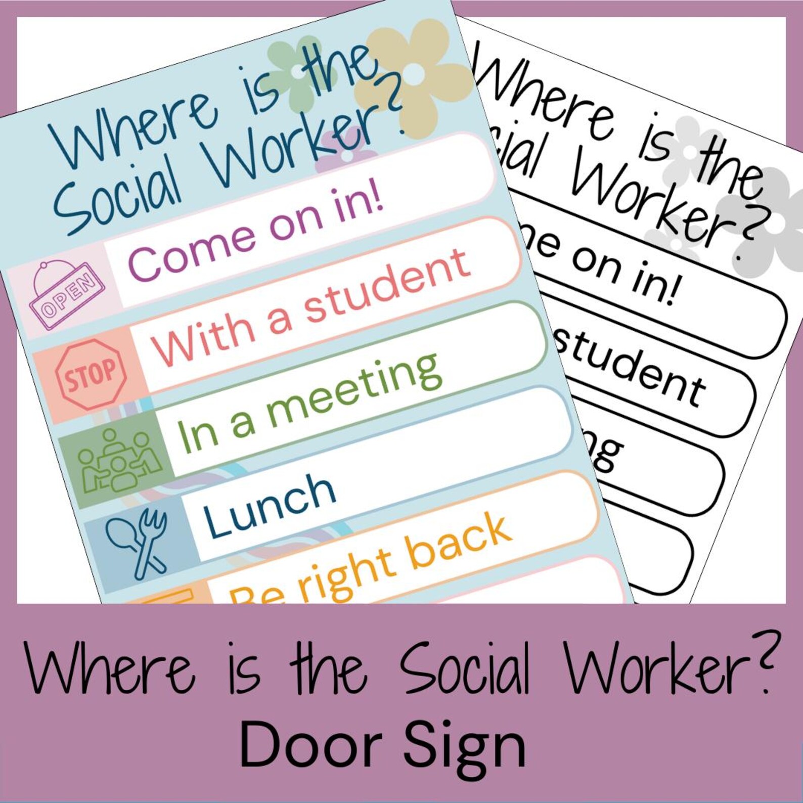 Where is the Social Worker? EDITABLE Door Sign/poster | Groovy Boho ...