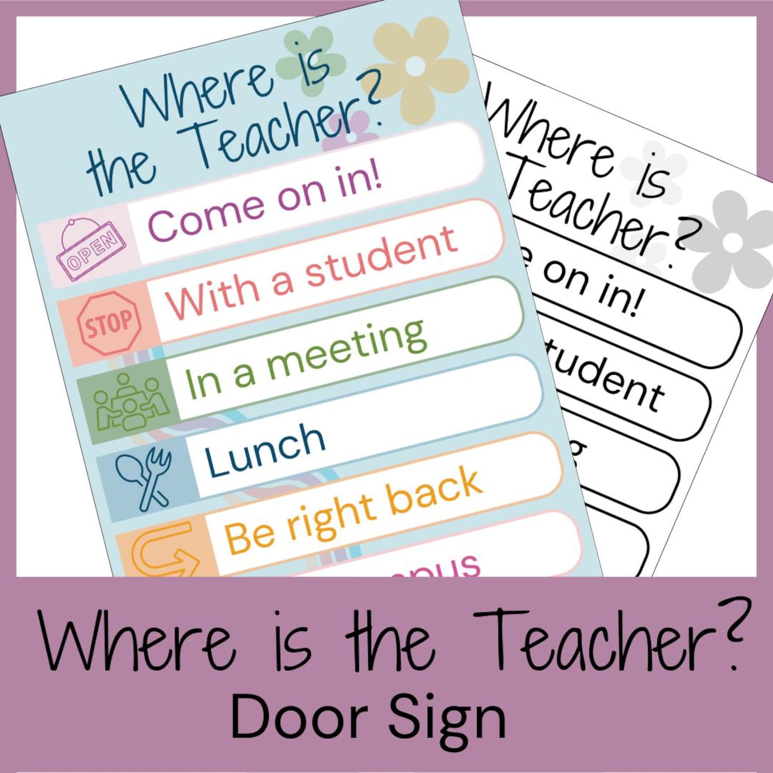 Where is the Teacher? EDITABLE Door Sign/poster | Groovy Boho | Digital ...
